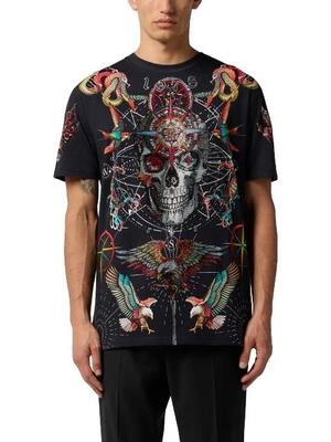 Philipp Plein Round Neck T-shirt Tattoo Stones - Black