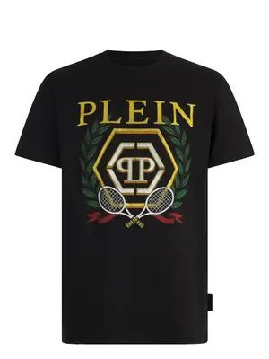 Philipp Plein Round Neck T-shirt Tennis Crest - Black
