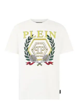 Philipp Plein Round Neck T-shirt Tennis Crest - Offwhite
