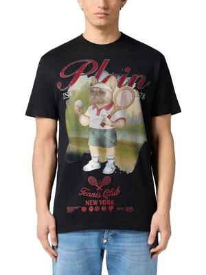 Philipp Plein Round Neck T-shirt Bulldog Tennis Club - Black