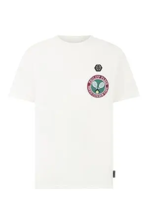 Philipp Plein Round Neck T-shirt Patch Tennis - Offwhite