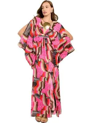 Trina Turk Printed Maxi Dress With Dolman Sleeves - Giostra