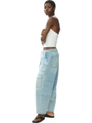 H&m Barrel Regular Waist Ankle Jeans - Light Denim Blue