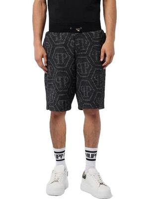 Philipp Plein Jacquard Shorts Monogram - Black