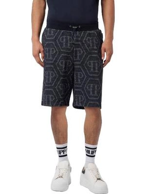 Philipp Plein Jacquard Shorts Monogram - Navy