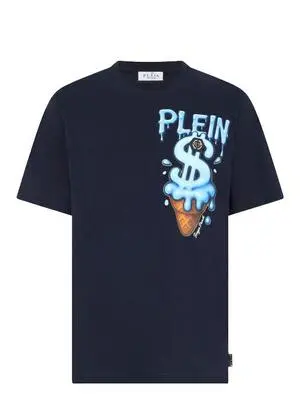 Philipp Plein Round Neck T-shirt Ice Cream Dollar - Navy
