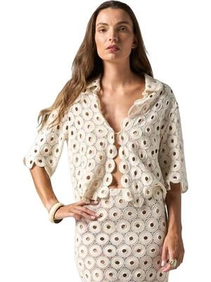 JBQ Braydon Circle Macrame Top - Cream