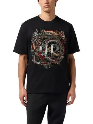 Philipp Plein Round Neck T-shirt Dragon - Black