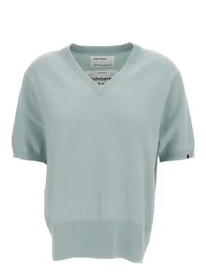 Extreme Cashmere N.490 Martina Short-sleeve V-neck Sweater - Sky Blue