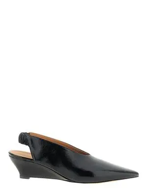 ODISSI Pointed Toe Wedge Slingbacks - Black