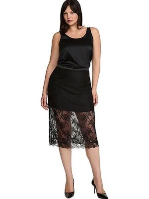 Victoria's Secret Very Sexy Rose Lace Midi Skirt - Black