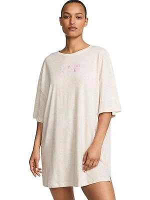 Victoria's Secret 100% Cotton Oversized Sleep Tee - Beige