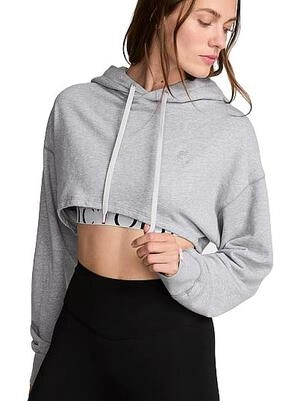 Victoria's Secret Angel Essentials Off-duty Terry Cropped Hoodie - Grey