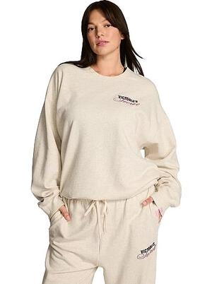 Victoria's Secret Angel Essentials Iconic Fleece Crewneck Sweatshirt - Beige