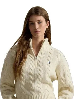 Ralph Lauren Cable Wool-cashmere Half-zip Sweater - Authentic Cream