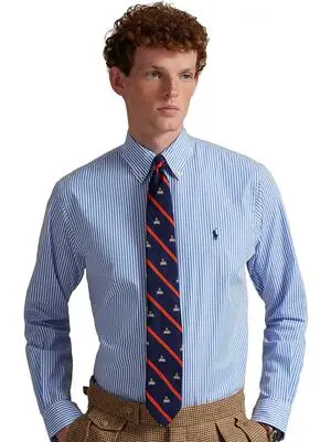 Ralph Lauren Classic Fit Striped Stretch Poplin Shirt - Light Blue/white