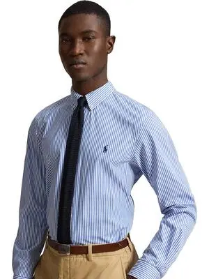 Ralph Lauren Slim Fit Striped Stretch Poplin Shirt - Light Blue/white