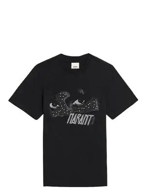 ETOILE Zoeline Sequin Print And Stud T-shirt - Black