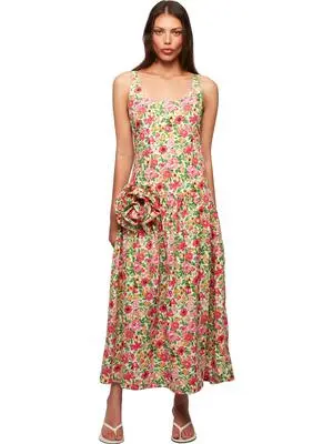 SWF Rosette Drop Waist Midi Dress - Field