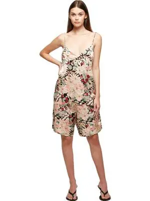 SWF Satin Cami With Draped Neckline And Floral Print - Dust Bloom