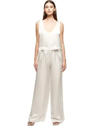 SWF Satin Scoop Neck Sleeveless Top - Chalk