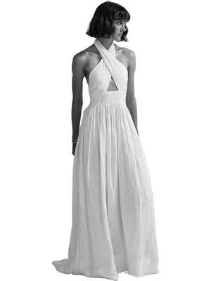 SWF Crossover Halterneck Maxi Dress - White