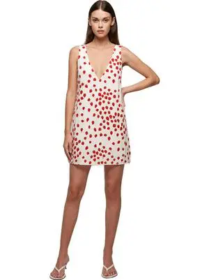 SWF Deep V Linen Mini Dress - Strawlette