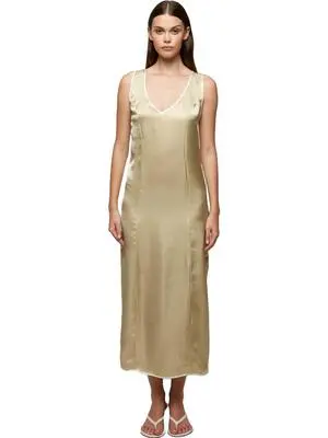 SWF Satin V-neck Midi Dress - Kiwi