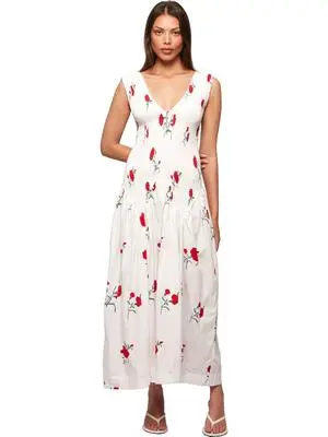 SWF S/W/F Boutique - International Wide V Shirred Midi Dress Bloom