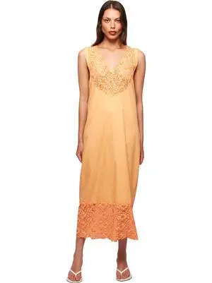 SWF Lace Trim Midi Dress - Chrome