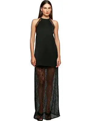 SWF Lace Trim Halter Tunic - Ebony