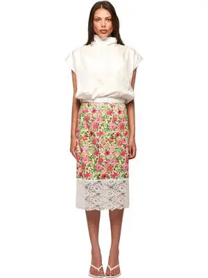 SWF Lace Trim Midi Skirt - Field