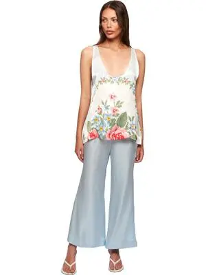 SWF Plunge Neck Cami With Floral Print - Becoming