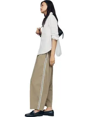 Anthropologie Oversized Track Trousers - Tan