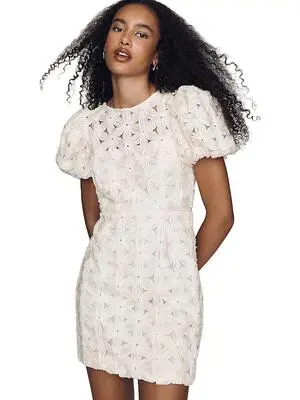 Endless Rose Puff-sleeve Mini Dress - Cream