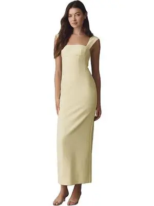 Bhldn Square-neck Corset Maxi Dress - Light Yellow