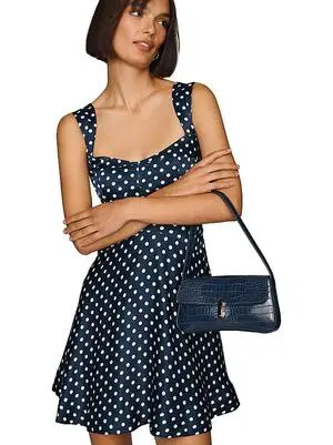 Maeve Faux-leather Croc Shoulder Bag - Navy