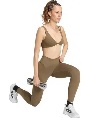 Adidas Optime Workout Twist Reversible Light Support Bra - Khaki Six
