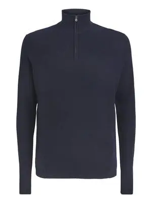 Sease Virgin Wool Quarter-zip Sweater - Navy