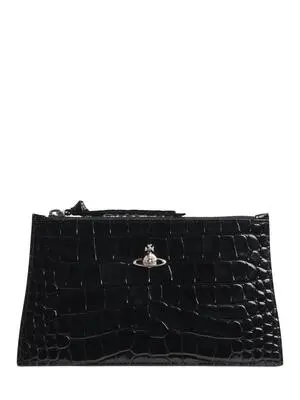 VIVIENNE WESTWOOD Small Croc-embossed Leather Clutch Bag - Black