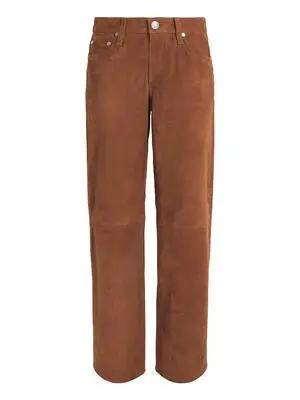 Rag & Bone Suede Straight Leg Trousers - Brown