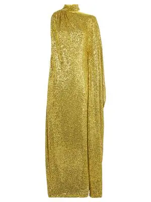 TALLER MARMO Sequinned Atlas Disco Maxi Dress - Green
