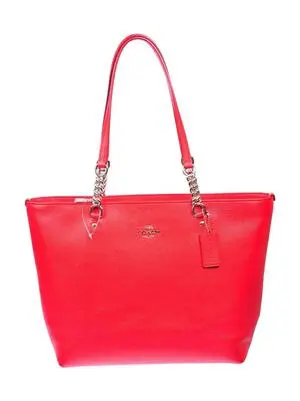 COACH Tote Bag With Gold Tone Logo - Red