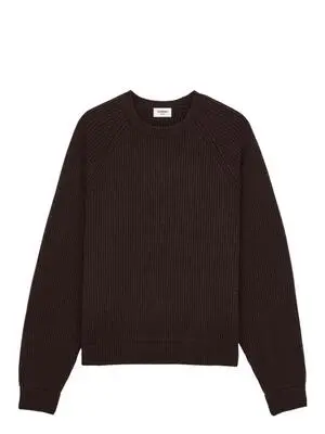 Saint Laurent Sweater In Rib-knit Cashmere - Ebene