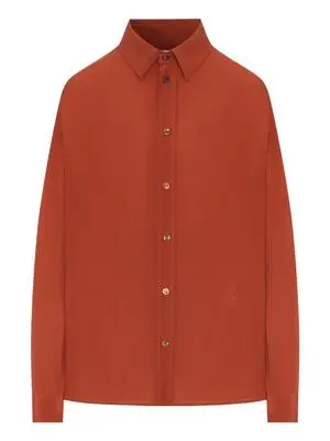 Saint Laurent Long-sleeved Shirt With Pointed Collar - Rust