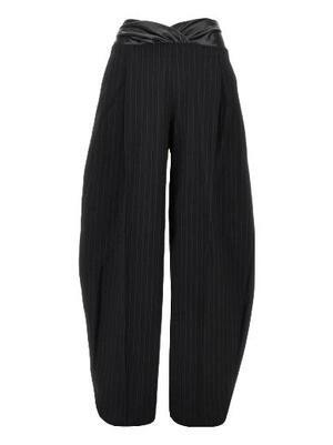 Andamane Striped High-waisted Trousers - Black
