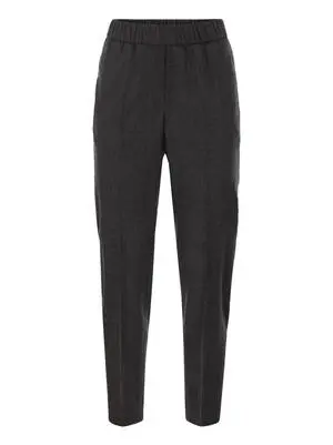 Peserico Elastic-waist Casual Trousers - Anthracite