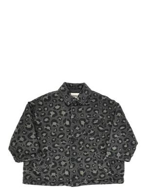 DOUUOD Leopard-print Denim Jacket - Black