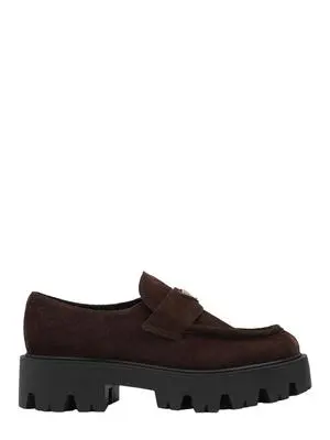 Prada Round-toe Loafers With Enamel Triangle Logo - No