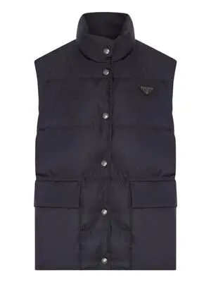 Prada Quilted Logo-plaque Gilet - Black